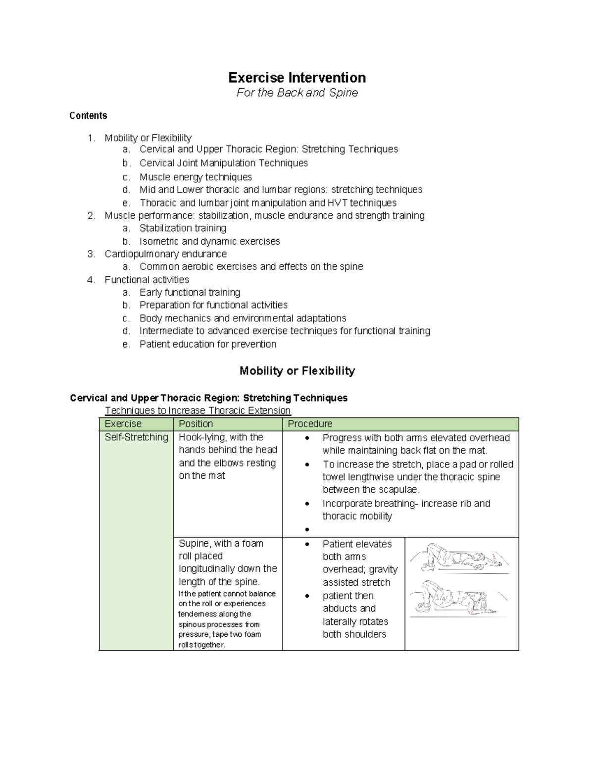 Spine Complex Intervention Notes - Physical Therapy - Studocu
