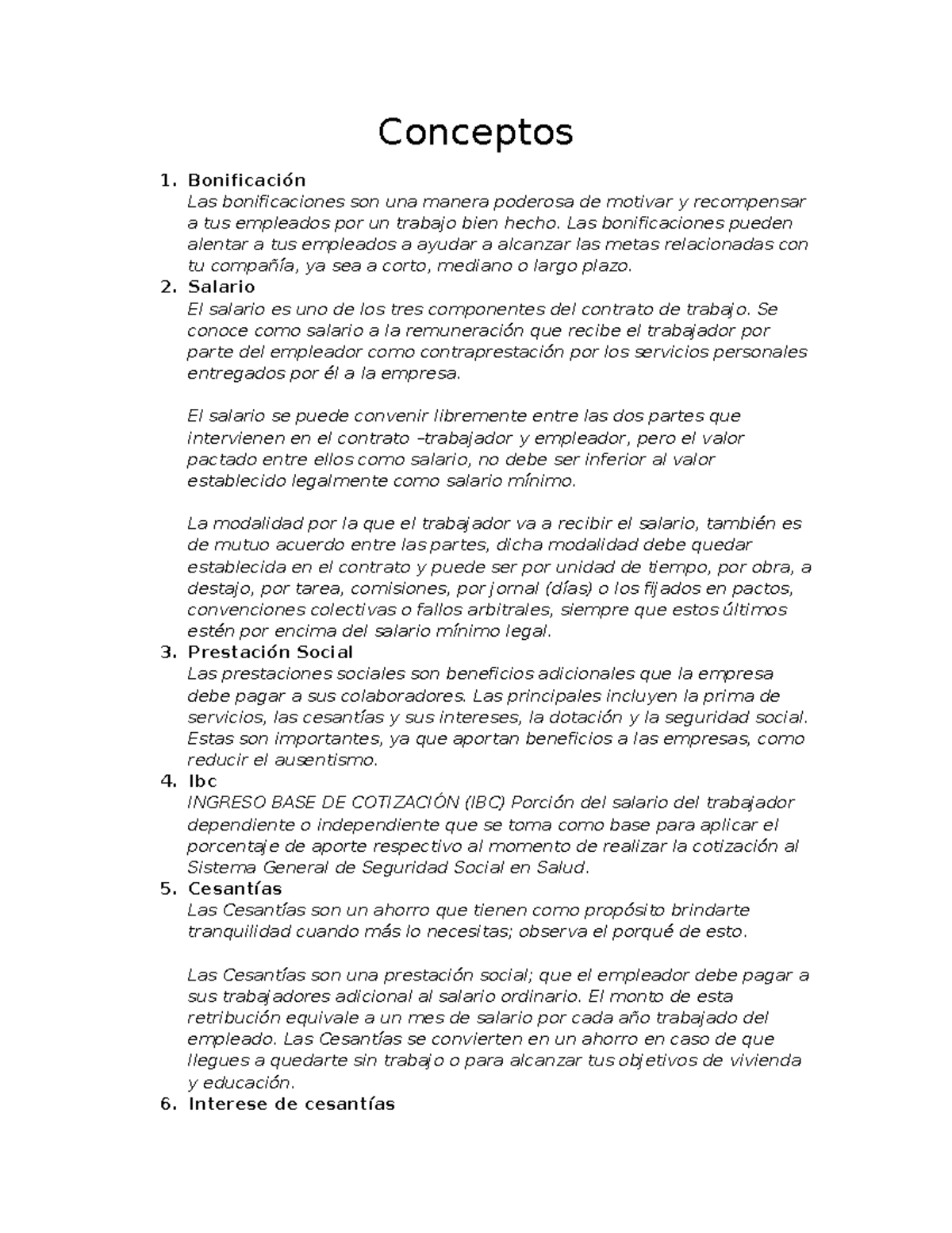 Conceptos 01 - Conceptos Bonificación Las bonificaciones son una manera poderosa de motivar y ...
