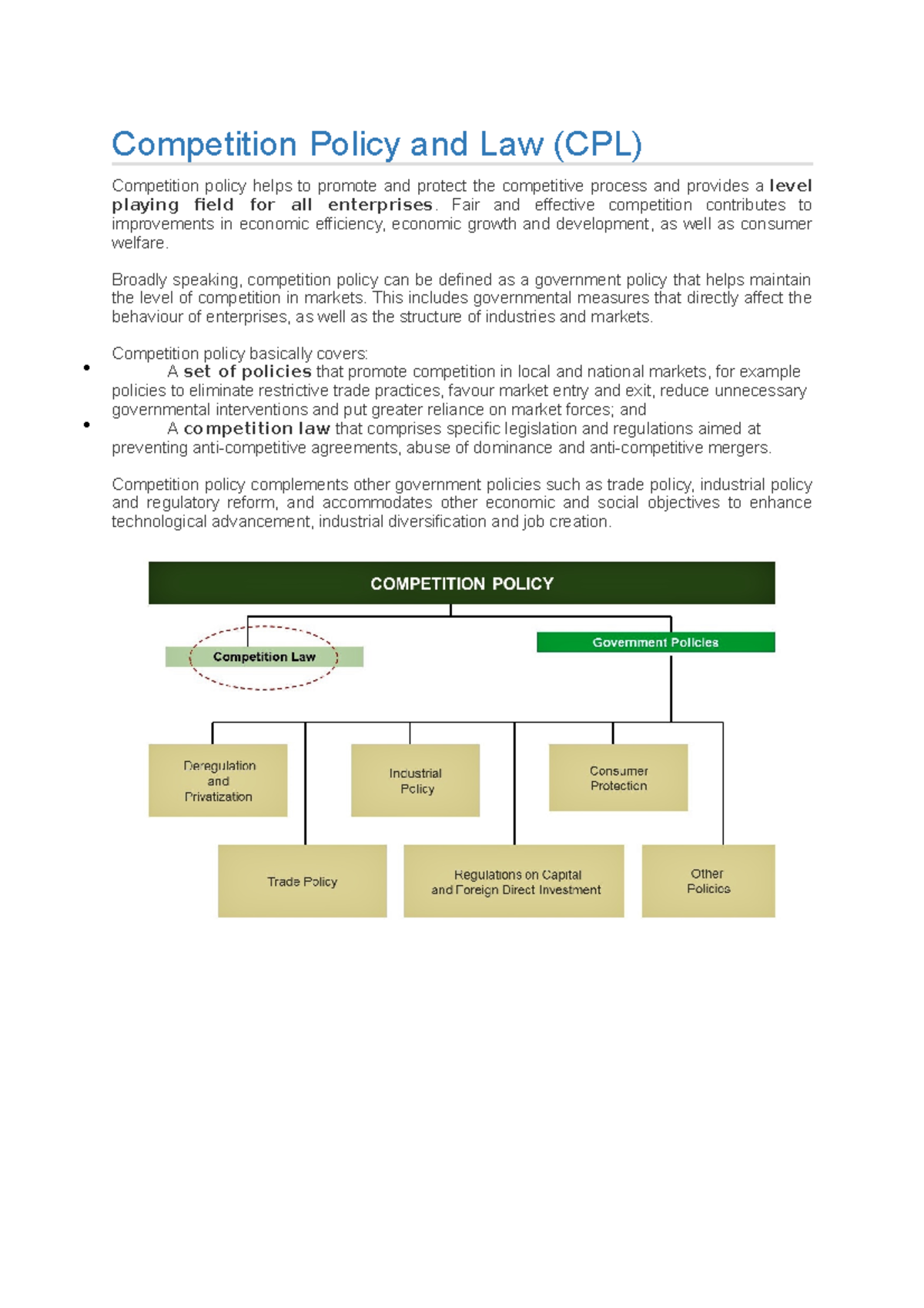 Competition Policy and Law - Fair and effective competition contributes ...