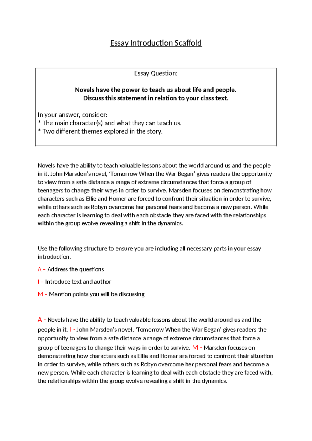 Essay Introduction Scaffold - Essay Introduction Scaffold Essay ...