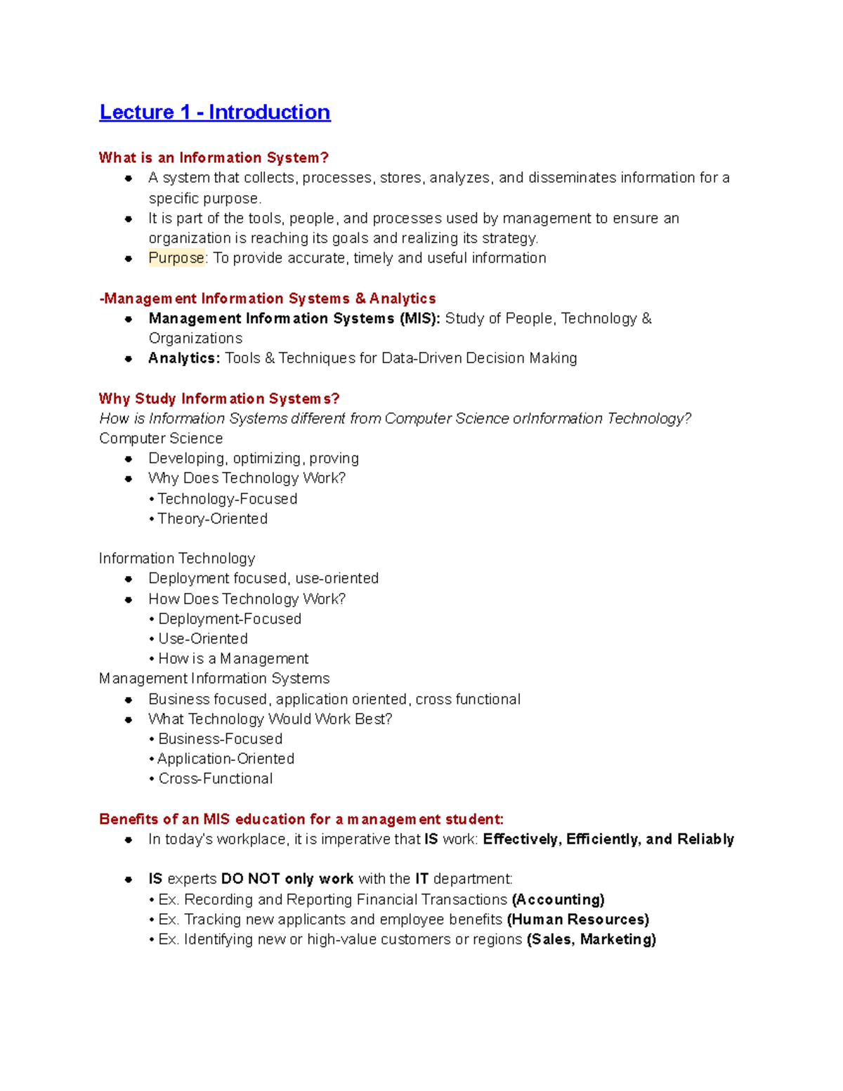 ADM1370 notes - Lecture 1 - Introduction What is an Information System ...