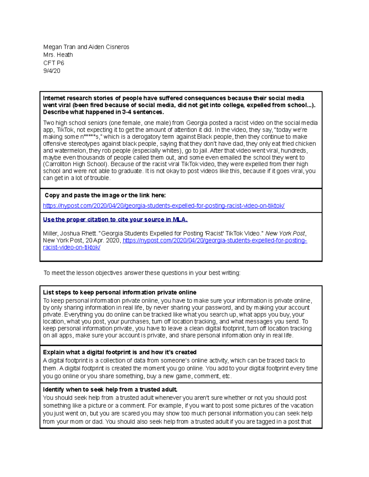 P6, 9 4, Shared Media Going Viral - Megan Tran and Aiden Cisneros Mrs ...