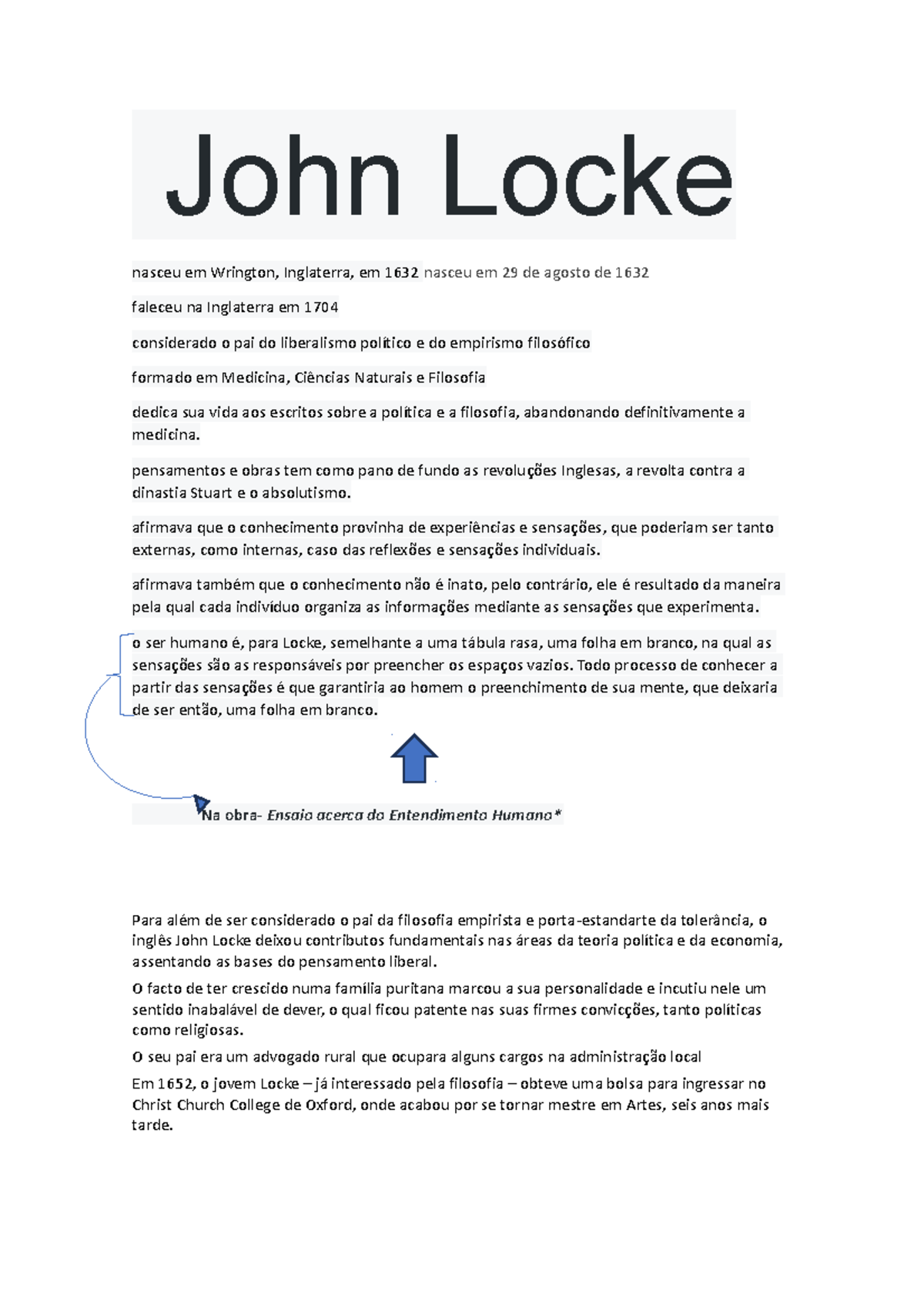 Locke - John Locke nasceu em Wrington, Inglaterra, em 1632 nasceu em 29 ...
