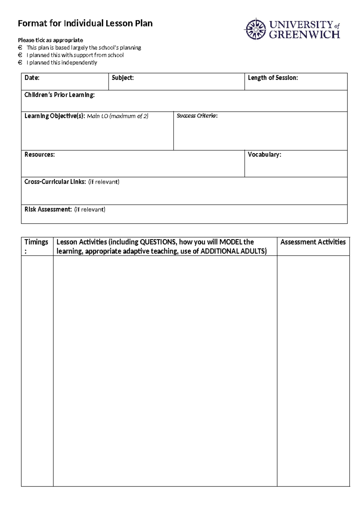 Individual Lesson Plan and Evaluation of Teaching Learning Proforma ...