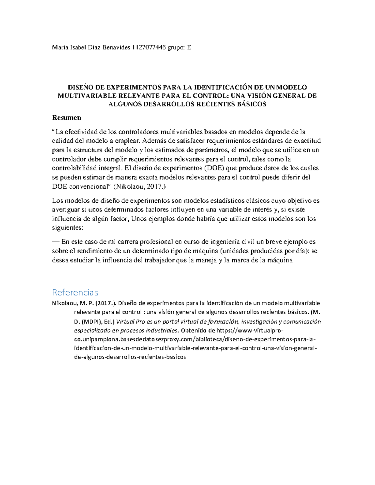 Resumen - ejercicios - Warning: TT: undefined function: 32 Maria Isabel Diaz Benavides ...