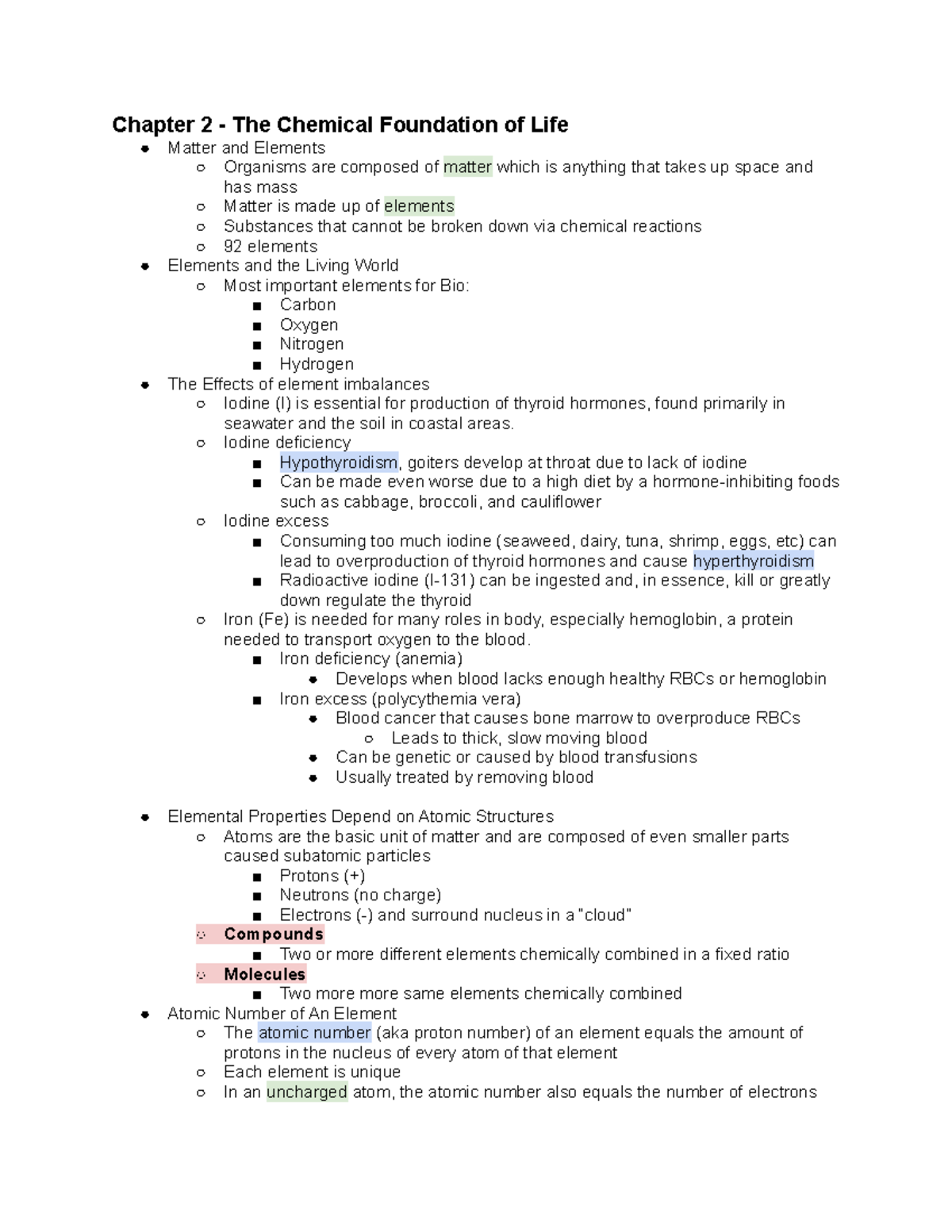 Bio 111 chap 2 - Dr. Angela Hawkins - Chapter 2 - The Chemical ...