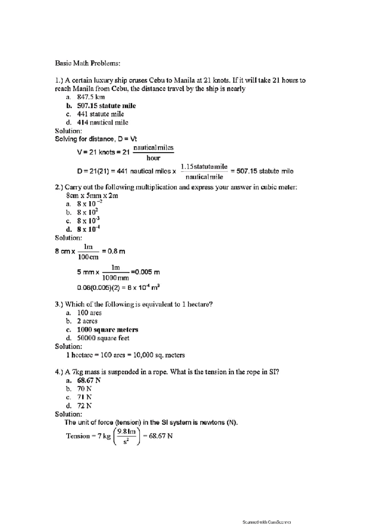 Math Probs and Solutions - Mechanical Engineering - EVSU - Studocu