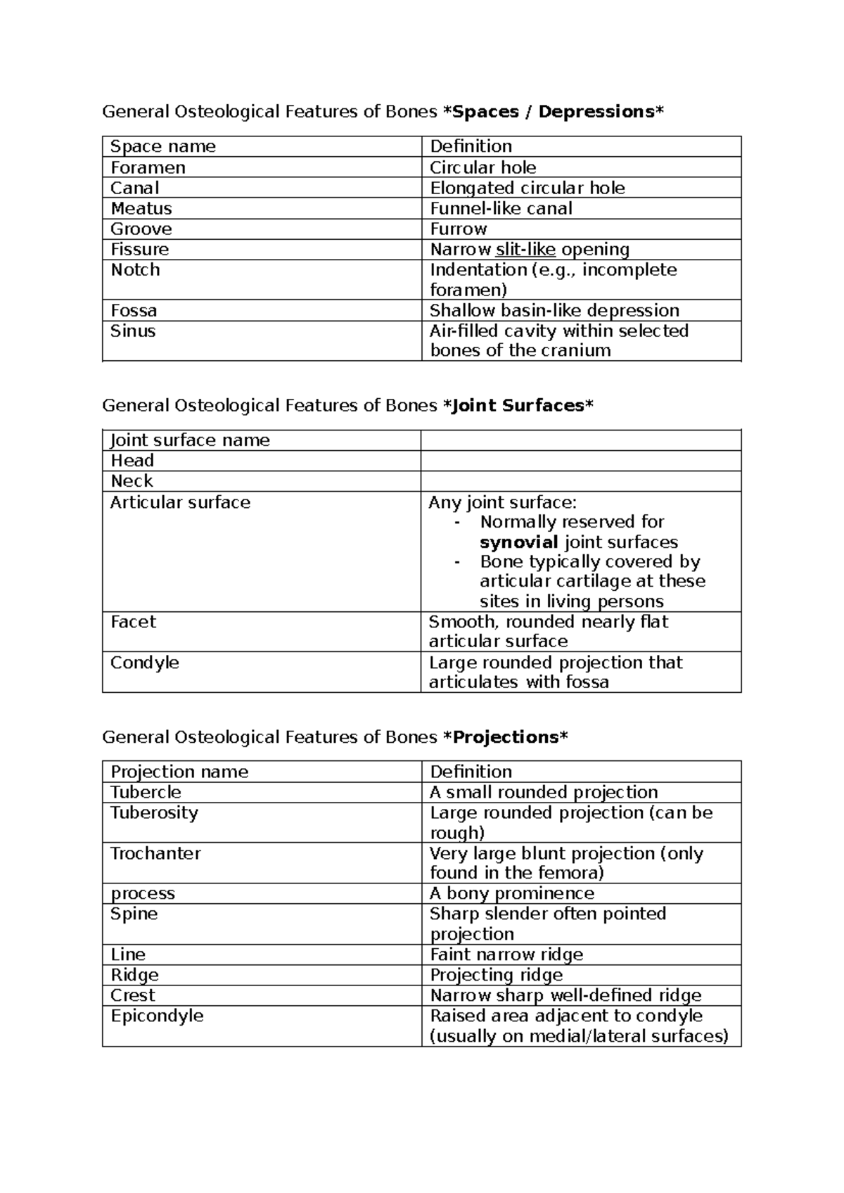 Lecture notes biom2020 skeleton and muscle - General Osteological ...