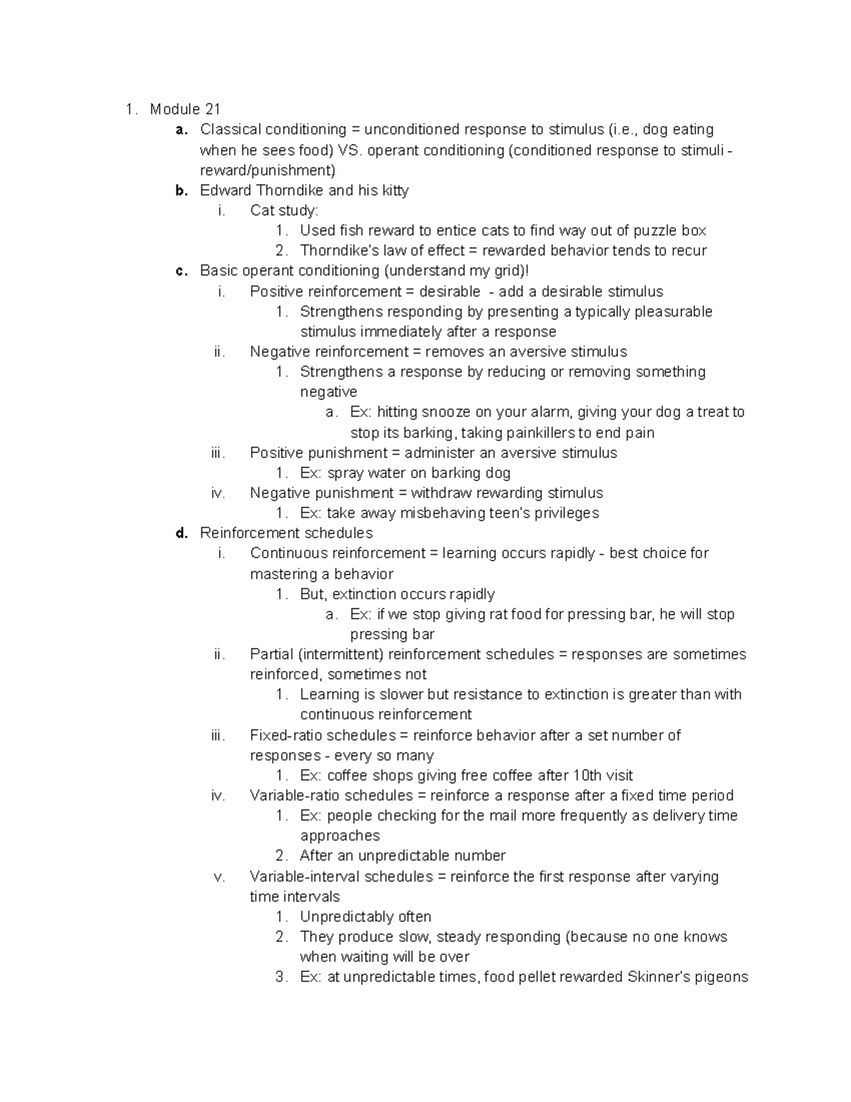 Gen psych - quiz 3 guide - Module 21 a. Classical conditioning ...