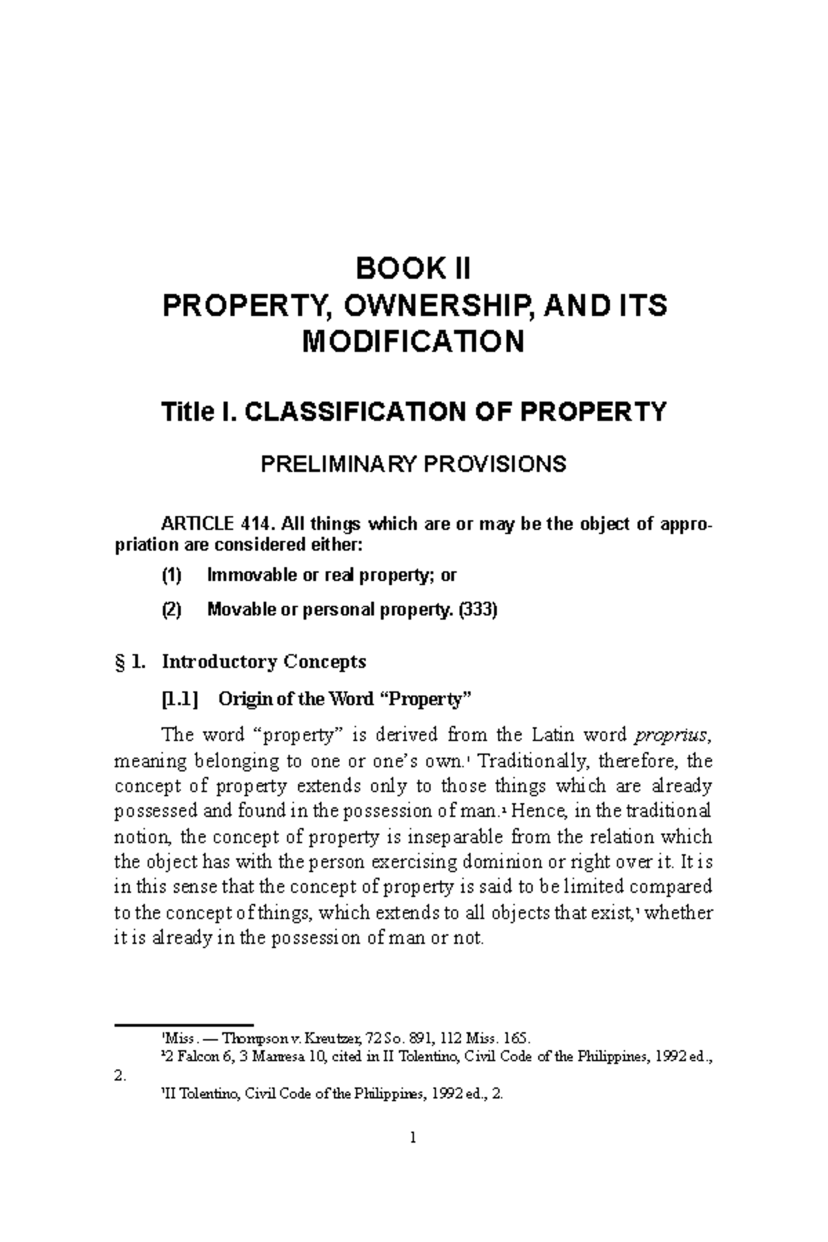 Pdfcoffee - Book about property - 1 1 BOOK II PROPERTY, OWNERSHIP, AND ...