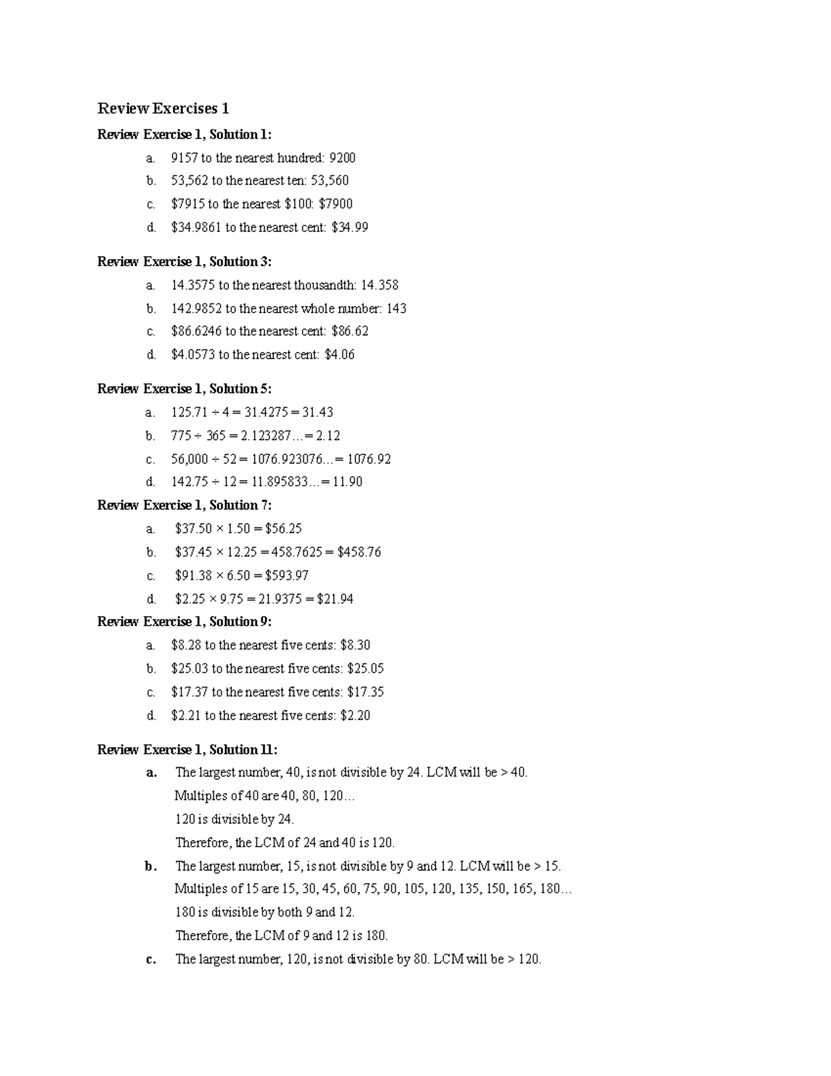 Review Exercises 1maths solutions n and exercises MATH which will help ...