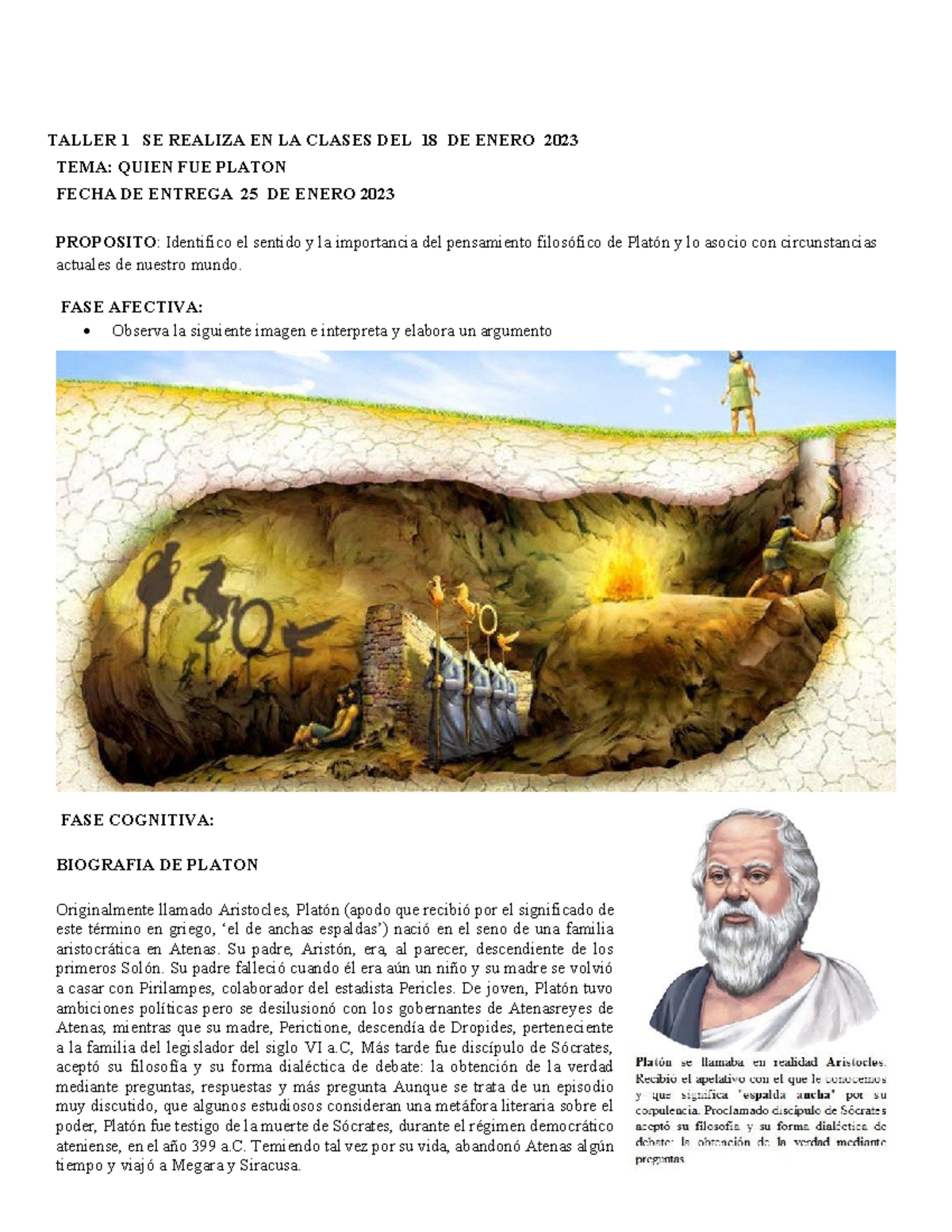 FIL G11° Quien FUE Platon - TALLER 1 SE REALIZA EN LA CLASES DEL 18 DE ...