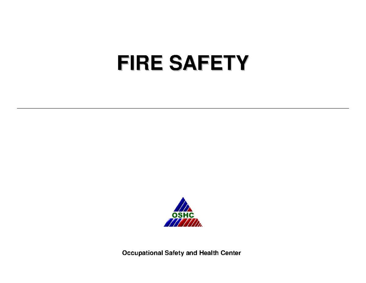 V5 Fire Safety - Fire Safety Occupational Safety and Health Center FIRE ...
