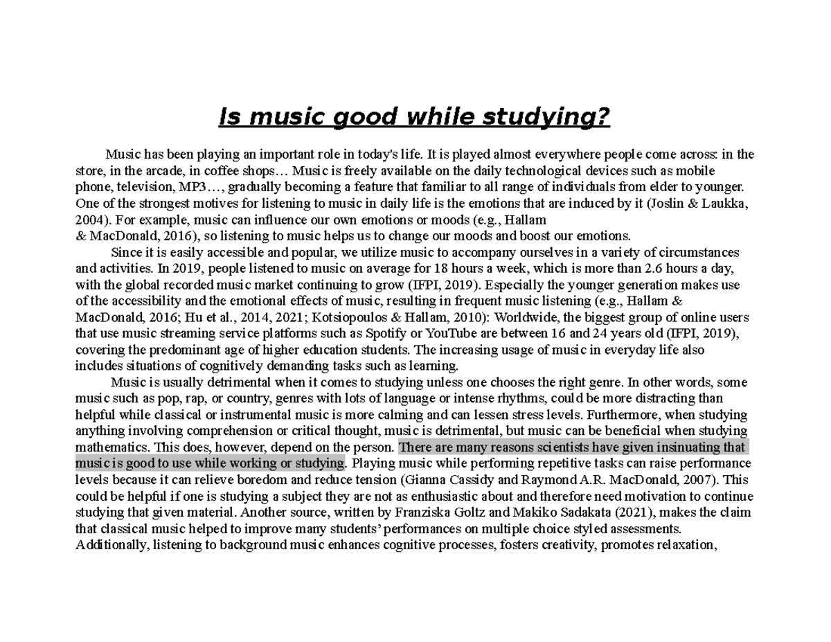 Is music good while studying - Is music good while studying? Music has ...
