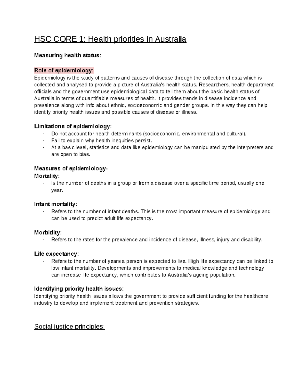 Full study notes for pdhpe trials 64bceadf 2d23c - HSC CORE 1: Health ...