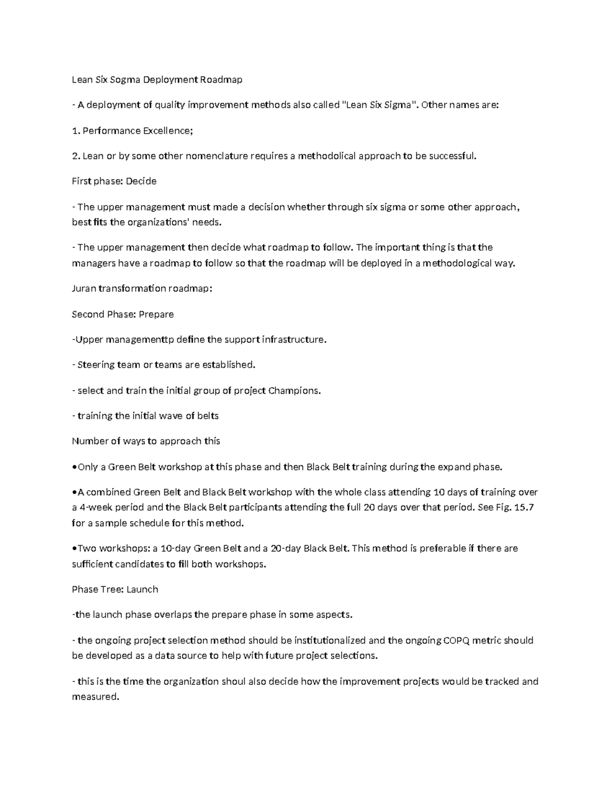 Lean Six Sogma WPS Office - Lean Six Sogma Deployment Roadmap A ...