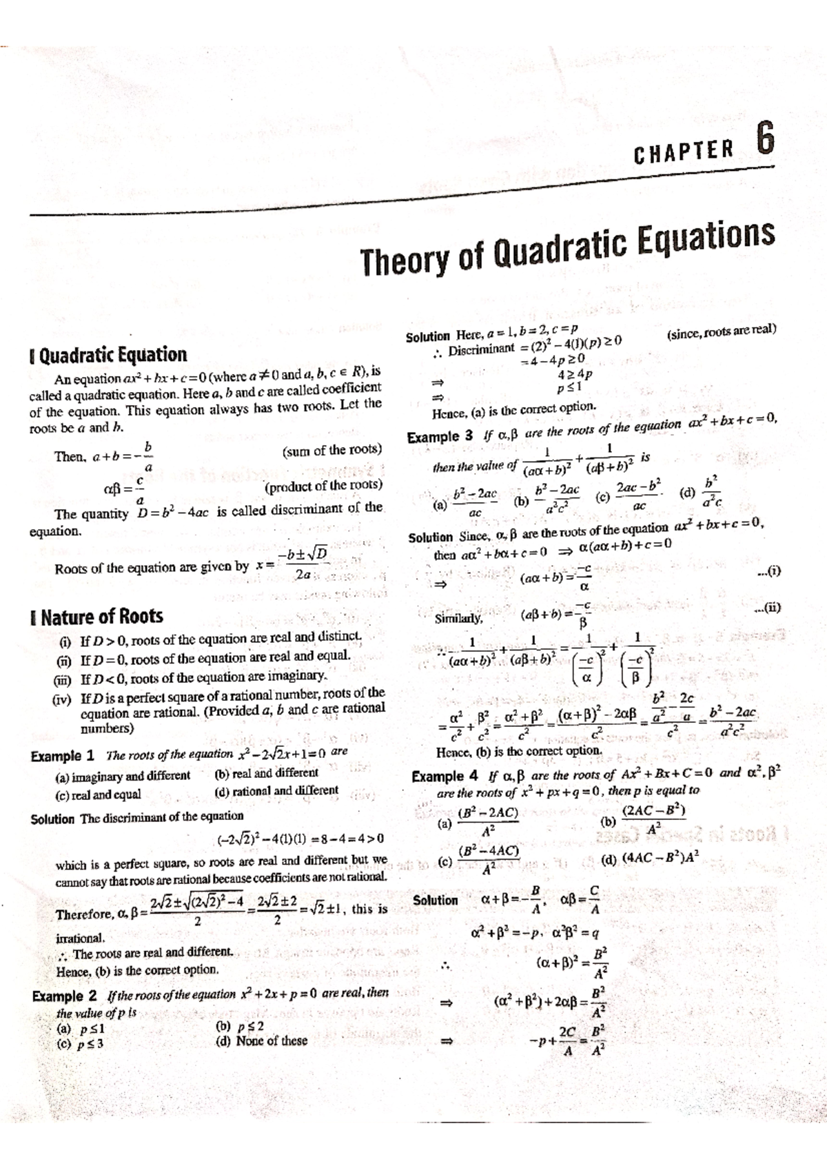 Theory of Quadratic Equations - BSC Mathematics - Studocu