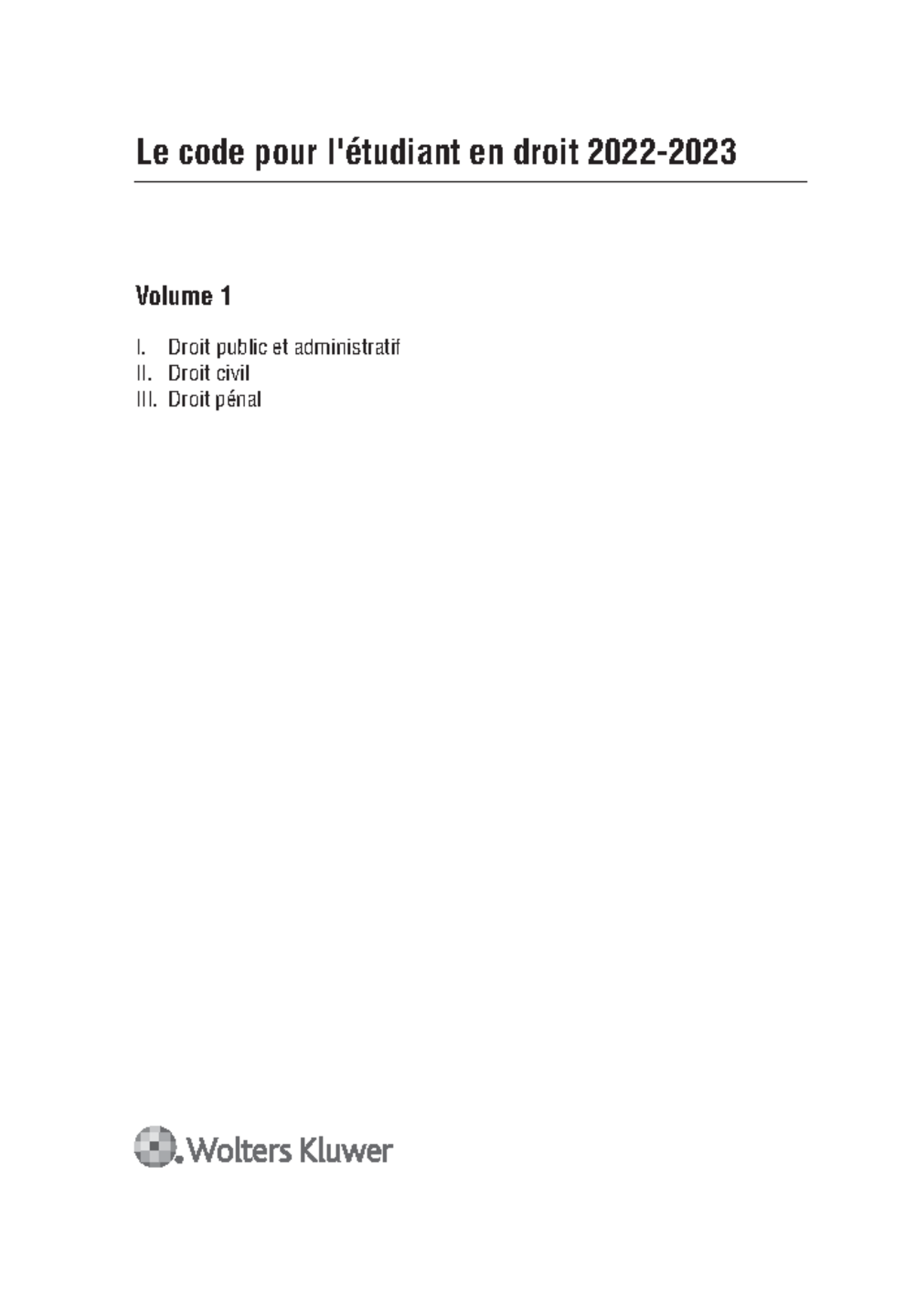 Bpbamayi 22001 toc - der - Le code pour l'étudiant en droit 2022 ...