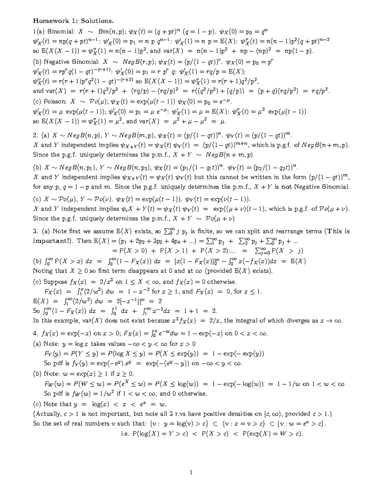 396 hwksoln 1 - Spring 2018 Math 396 hw1 solutions (Prof Elizabeth thompson) - Homework 1: - Studocu