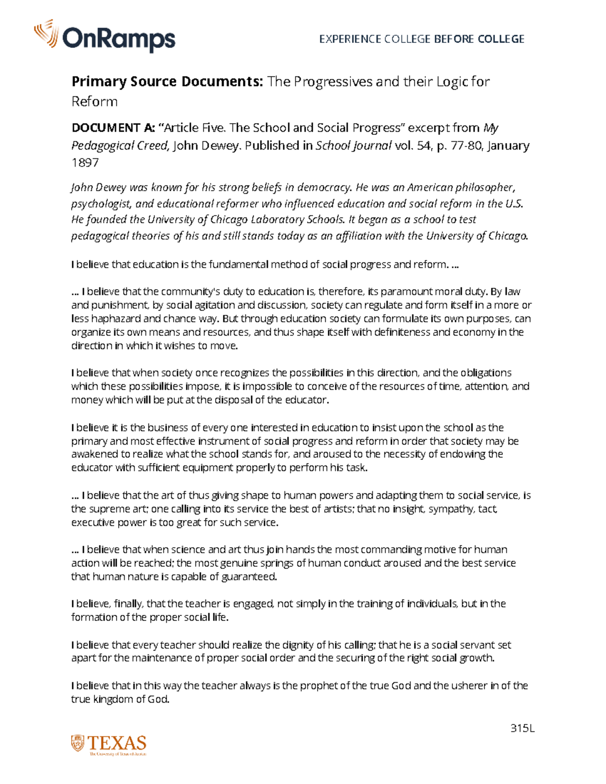 315L 2.2 Primary Source Documents - Primary Source Documents: The ...