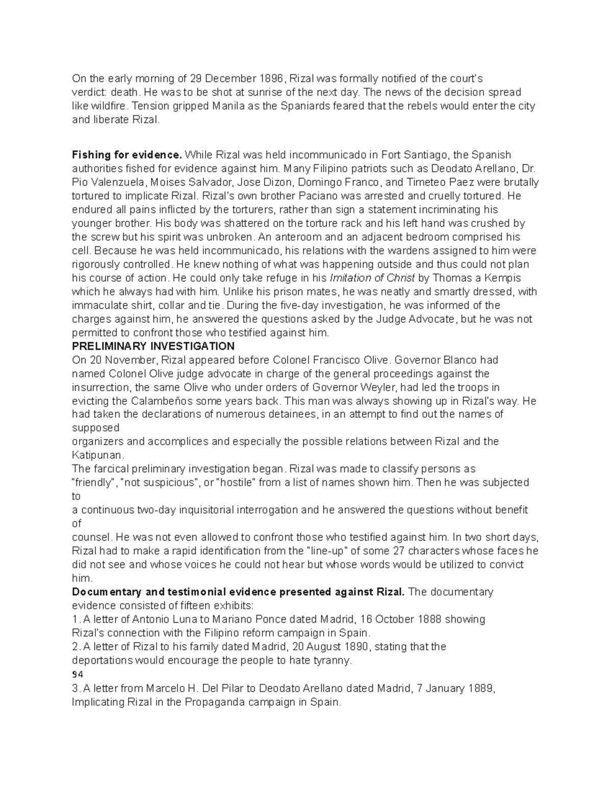 1-4 - good - On the early morning of 29 December 1896, Rizal was ...