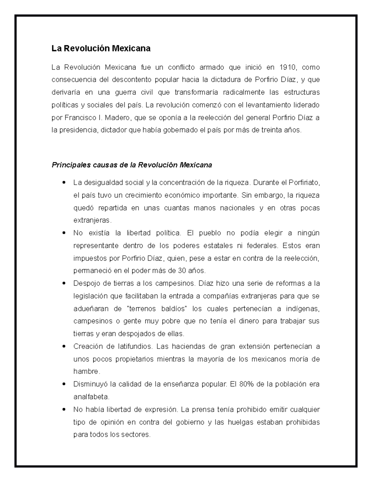 La Revolución Mexicana - Principales causas y consecuencias - La Revolución Mexicana La ...