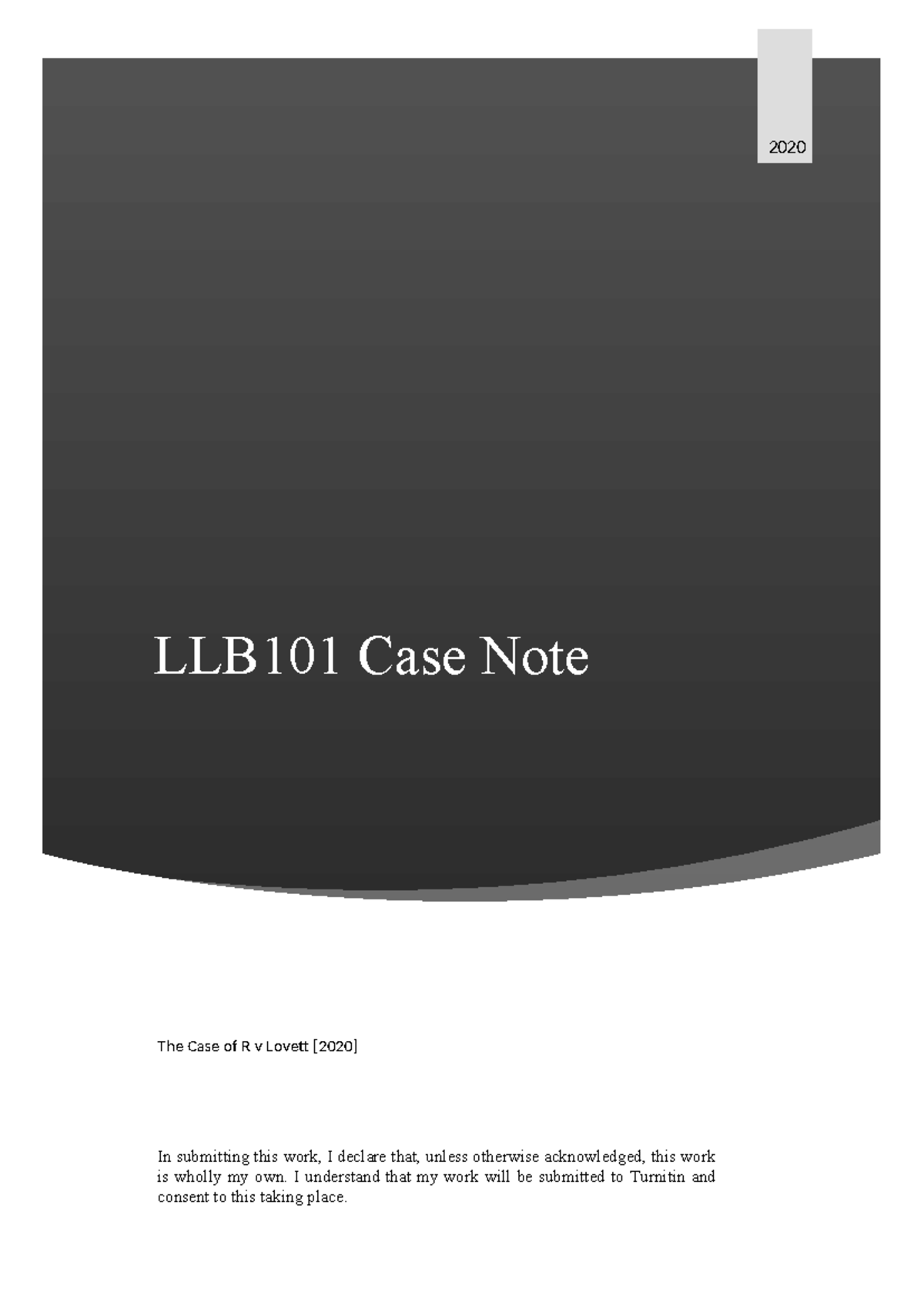 LLB101 Case Note - Mid year assignment - LLB101 Case Note 2020 The Case ...