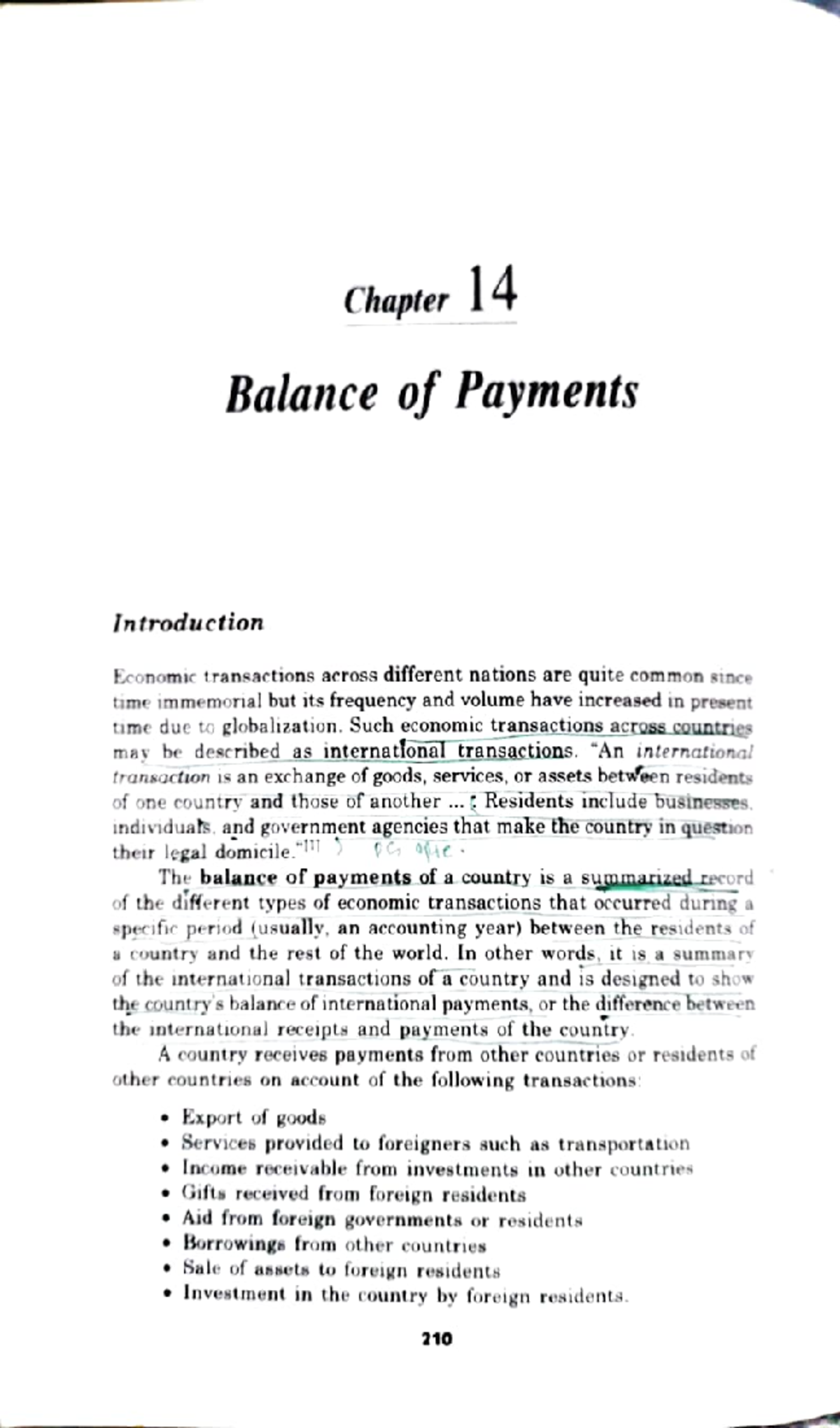 Balance of payment - Balance of Payments Introduction Chapter 14 ...