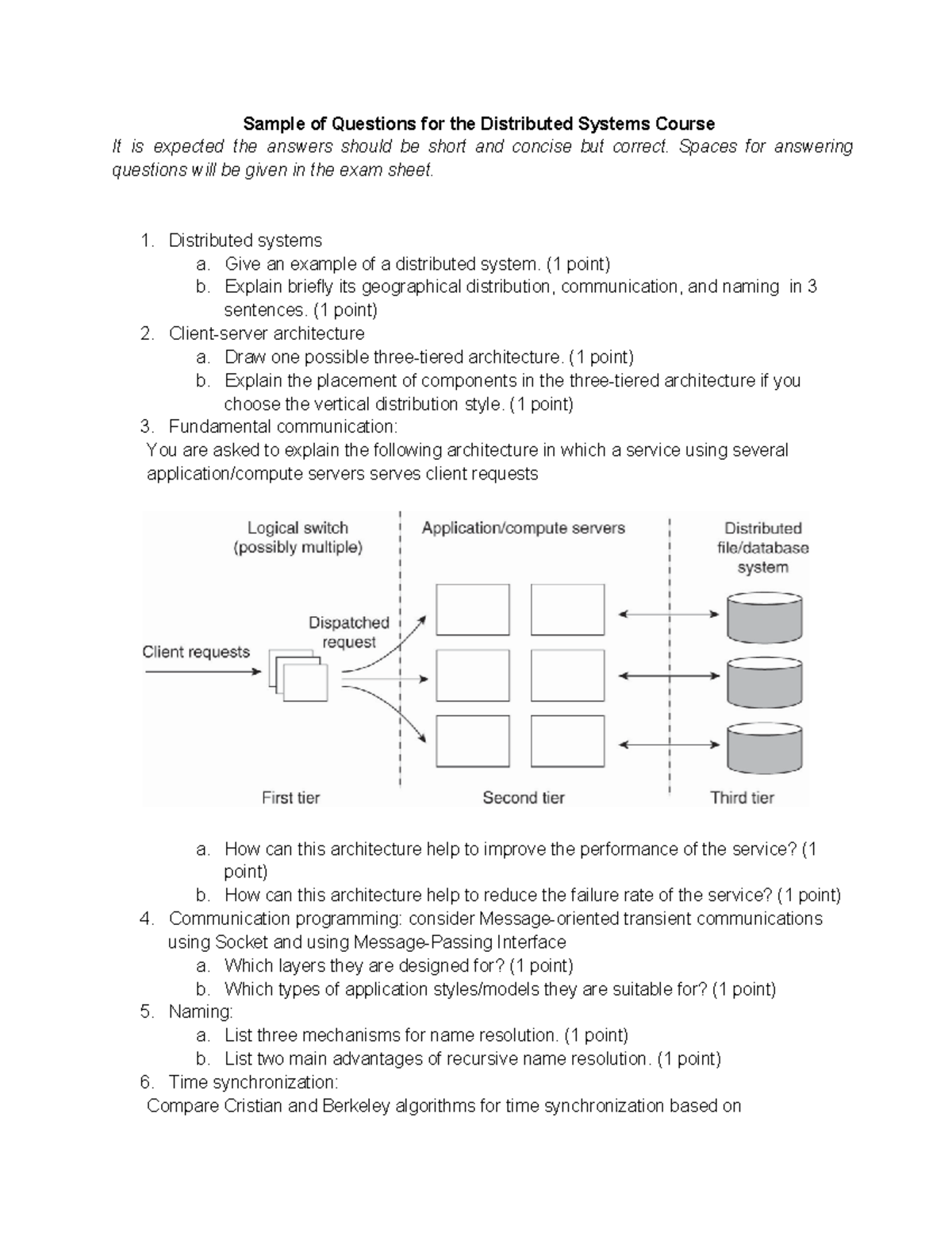 Sample/practice exam 8 April 2015, questions - Sample of Questions for ...