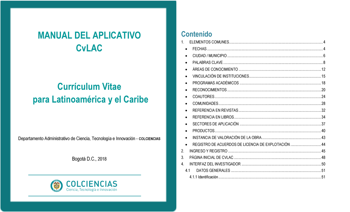 Manual colciencias usuario - MANUAL DEL APLICATIVO CvLAC Currículum ...