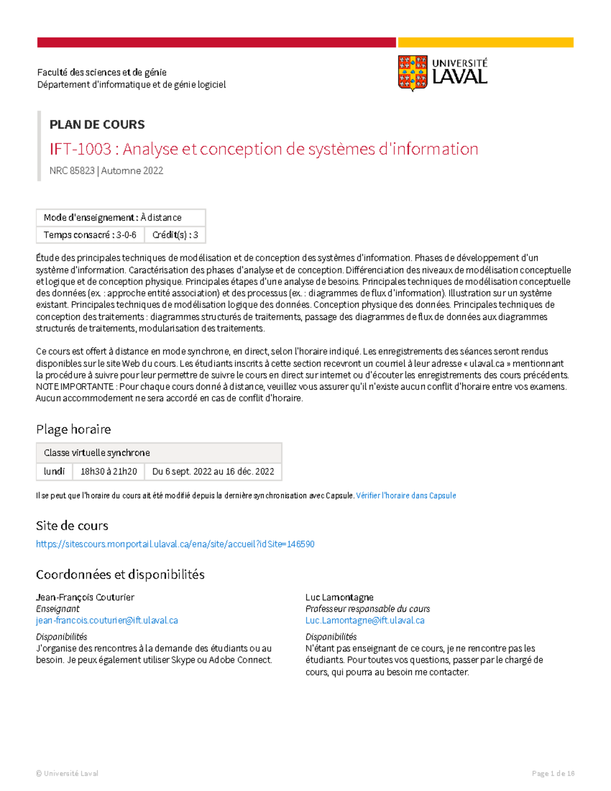 IFT-1003 A22 85823 - Plan de cours A22 - Faculté des sciences et de ...