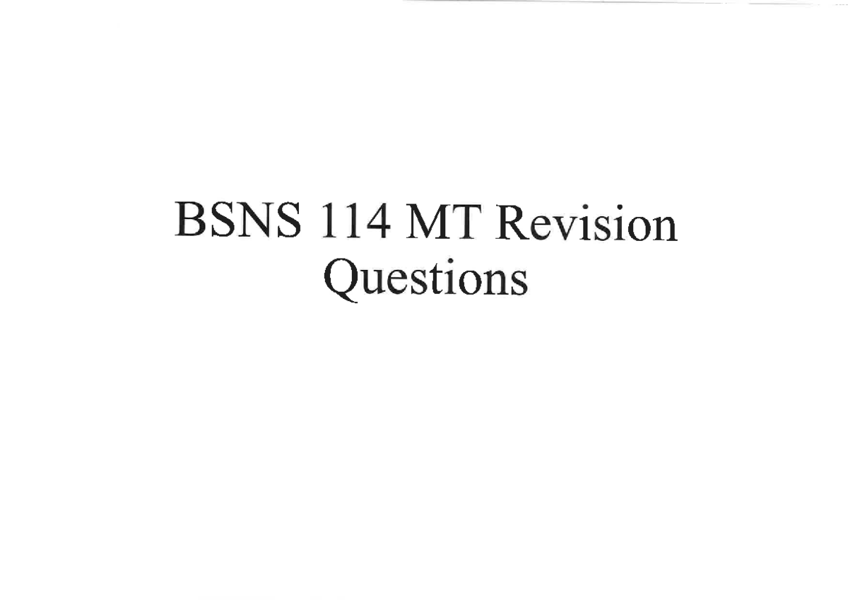 BSNS114 Mid Term Revision Solutions - Financial Decision Making - Studocu