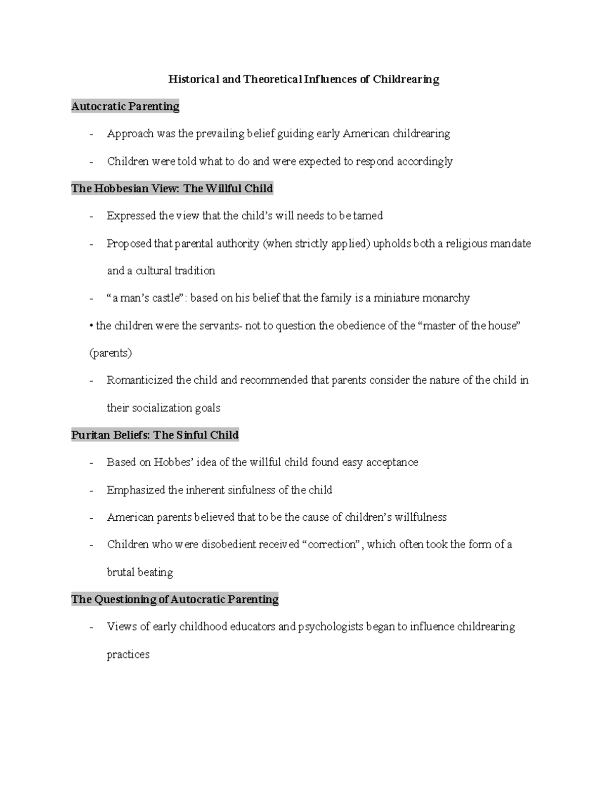 Chapter 1 - Historical and Theoretical Influences of Childrearing ...