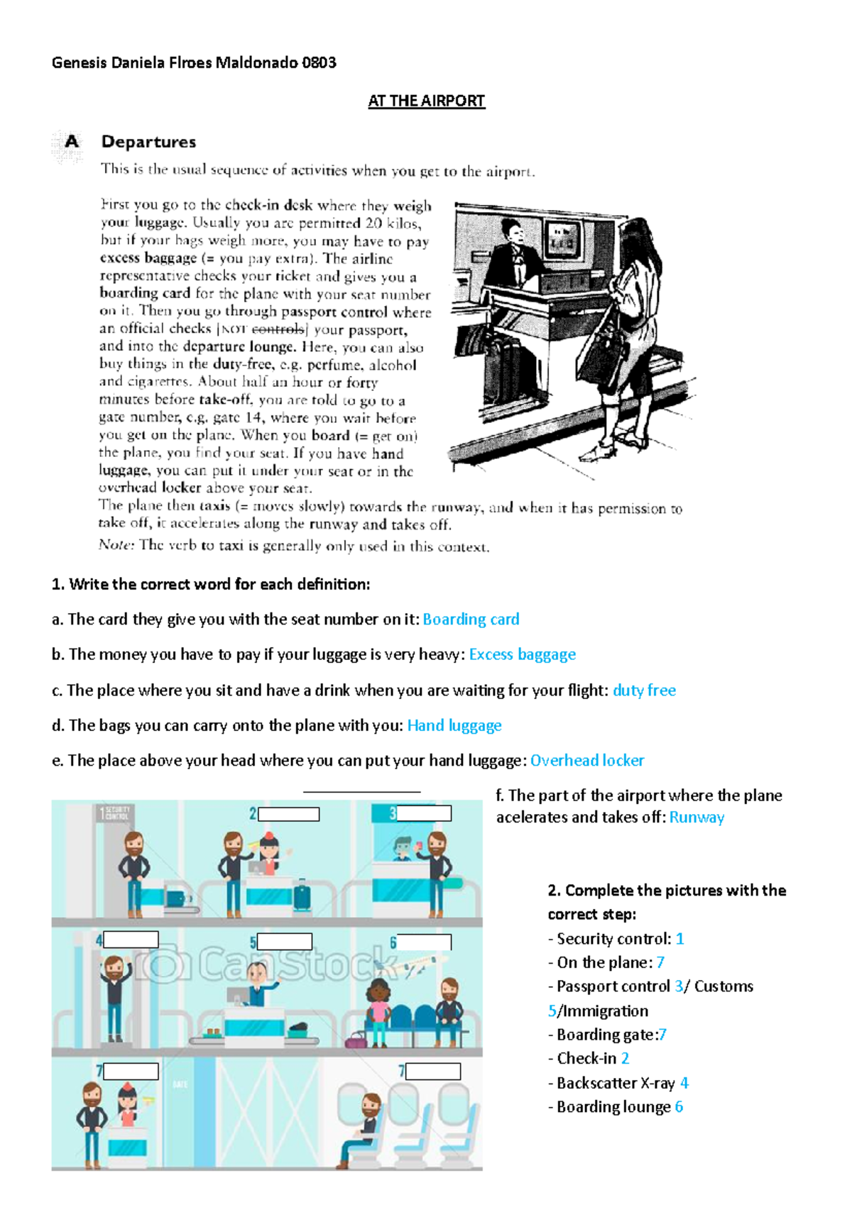 Airport activities Vocabulary - Genesis Daniela Flroes Maldonado 0803 ...