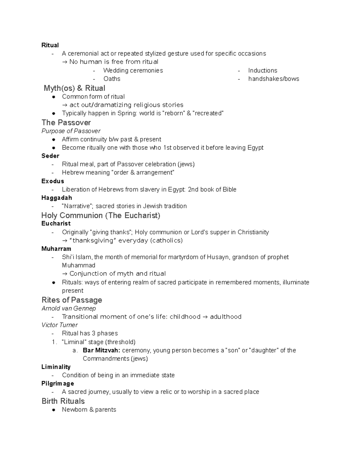 Chapter 5 Ritual - Notes for Adkins, Nina - Ritual A ceremonial act or ...