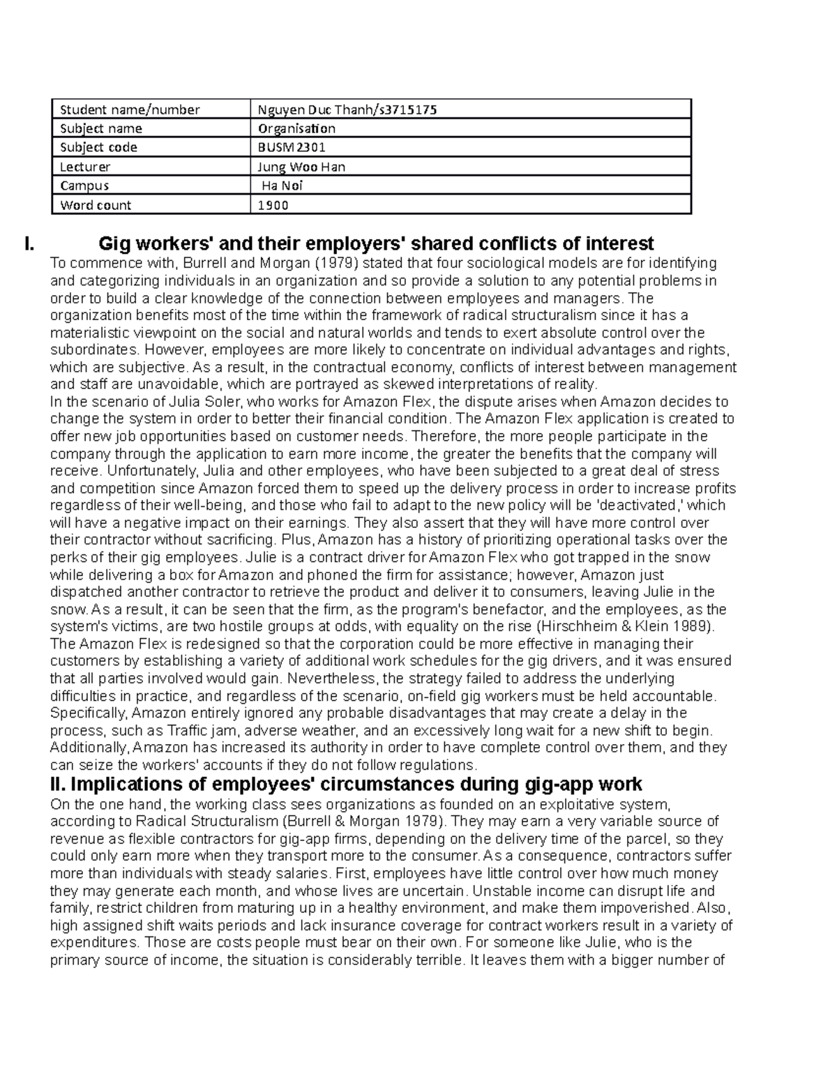 Organisation assignment 3 - Student name/number Nguyen Duc Thanh/s ...