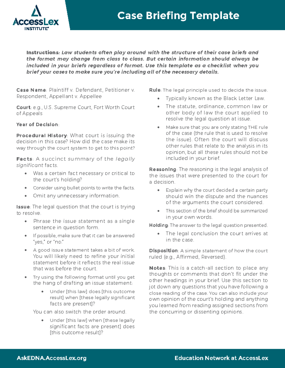 Briefing - birefing format - AskEDNA.AccessLex Education Network at ...