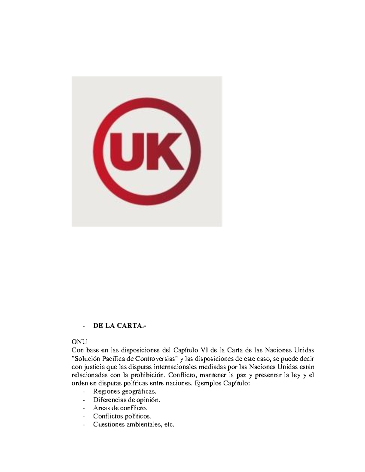 Act 4.pdf studoc - ACT 4 - DE LA CARTA.- ONU Con base en las disposiciones del Capítulo VI de la ...