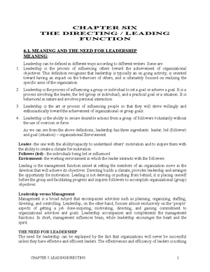 Chapter 1 - Introduction to management - PART ONE – INTRODUCTION CHAPTER I: MANAGEMENT AN ...