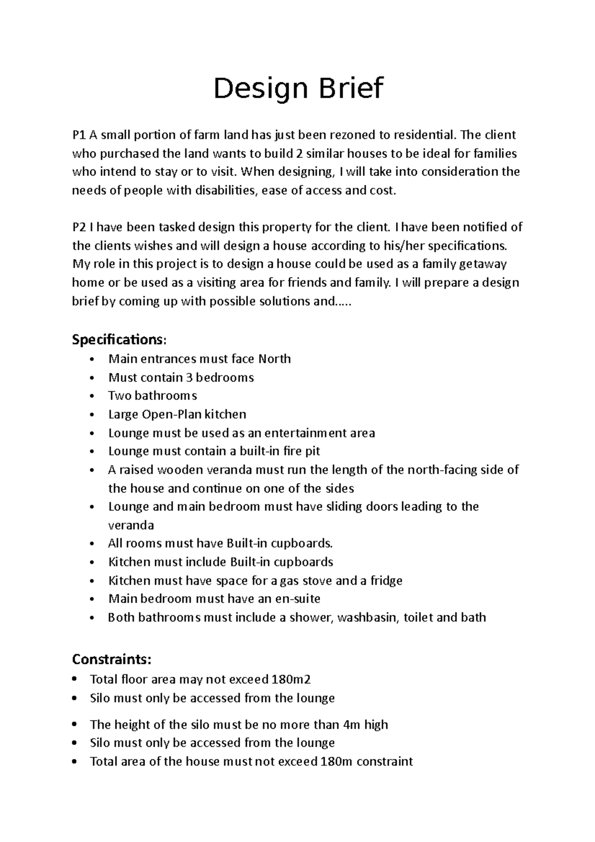 Design Brief - Design Brief P1 A small portion of farm land has just ...