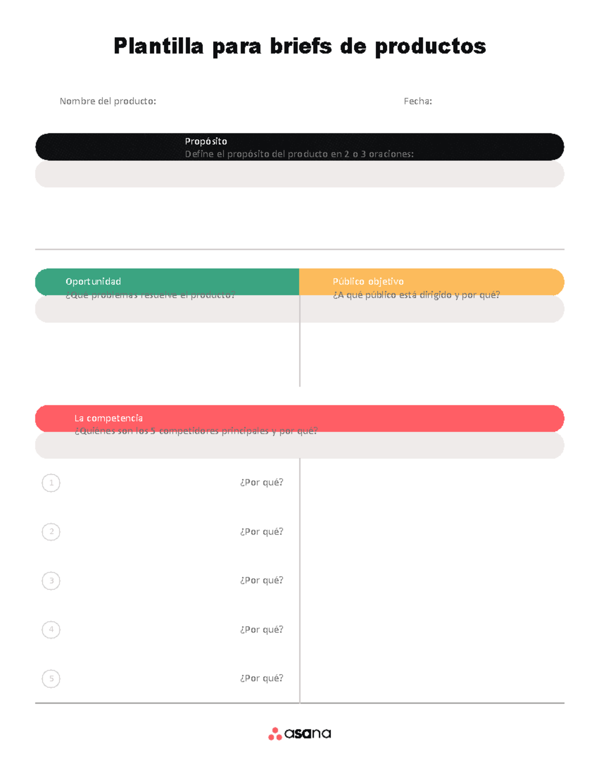 Plantilla para brief de producto o servicio - Nombre del producto ...