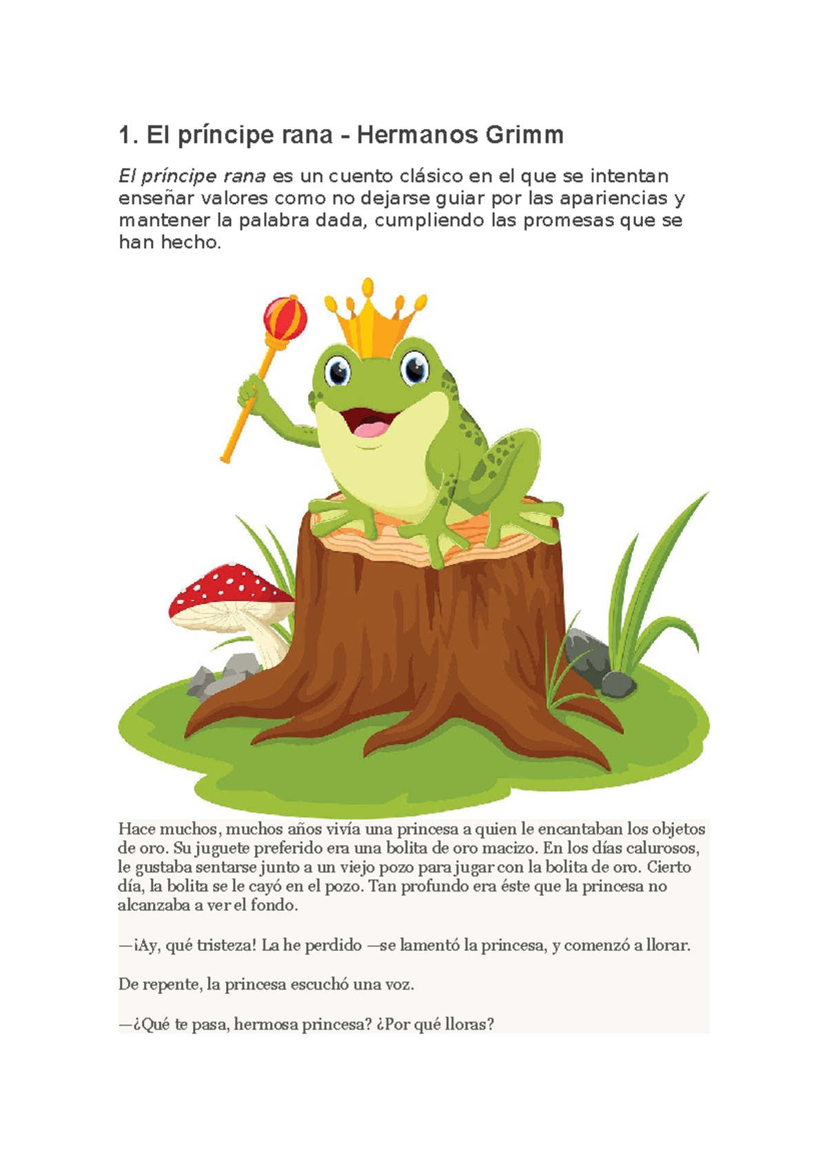 Cuentos - 1. El príncipe rana - Hermanos Grimm El príncipe rana es un ...