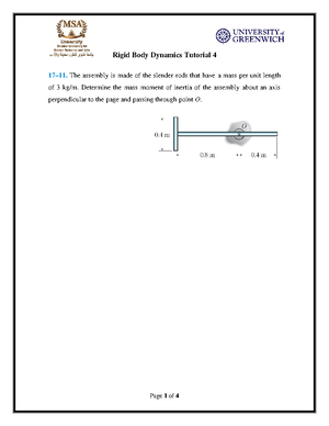 Lec 3 dynamics - lllllllllllllllllllllll - Rigid Body Dynamics - CamScanner CamScanner - Studocu