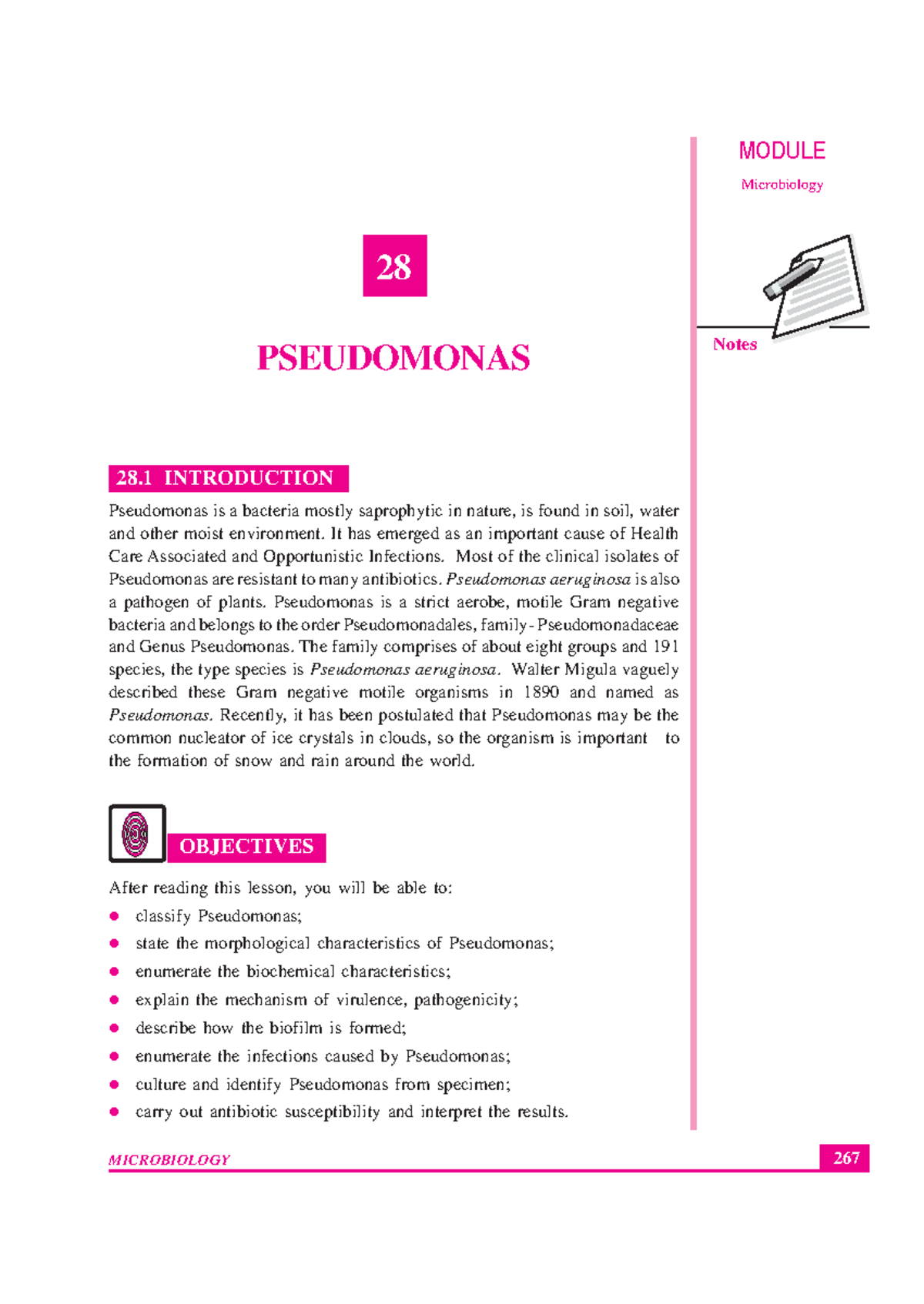 notes about Pseudomonas - 267 Pseudomonas MODULE Microbiology Notes 28 ...