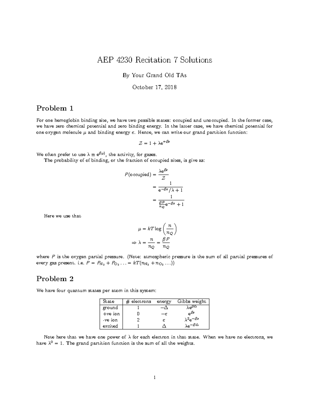 Solution Recitation 7 - AEP 4230 Recitation 7 Solutions Your Grand Old TAs October 17, 2018 ...