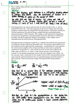 Bioengineering 100- Professor Kamei- Additional problems - BE 100 ...