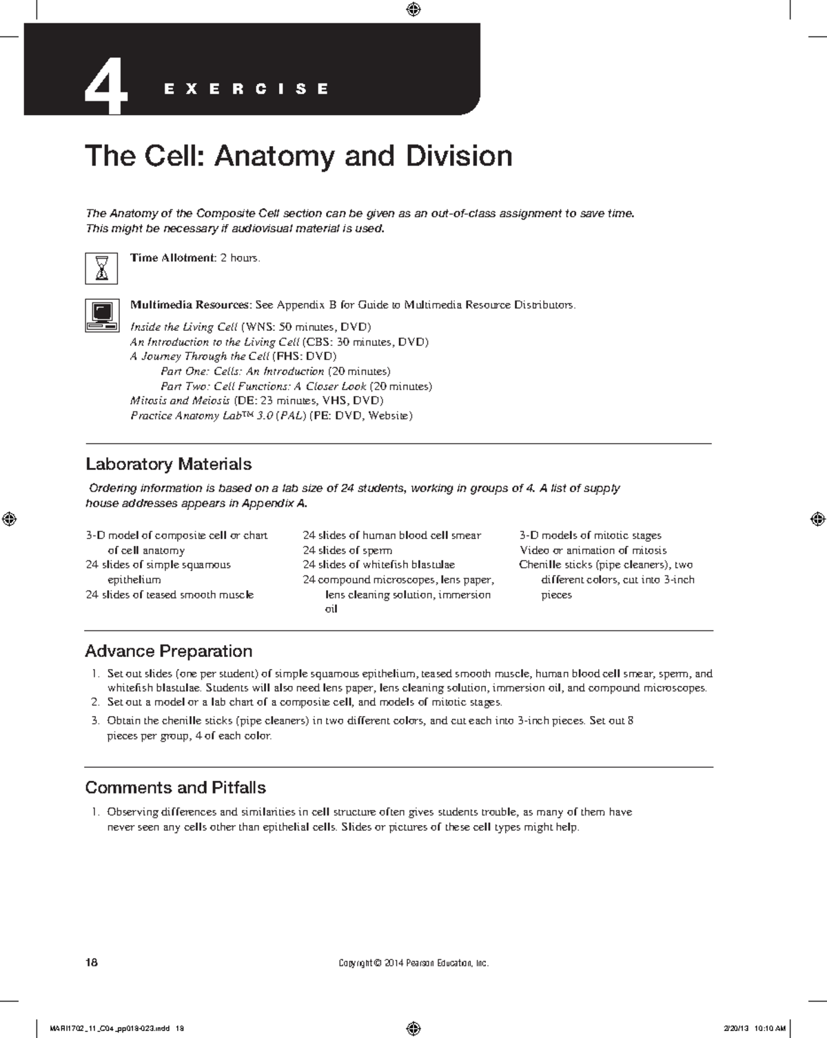 Lab 4 Cell Answers - Info - Copyright © 2014 Pearson Education, Inc ...