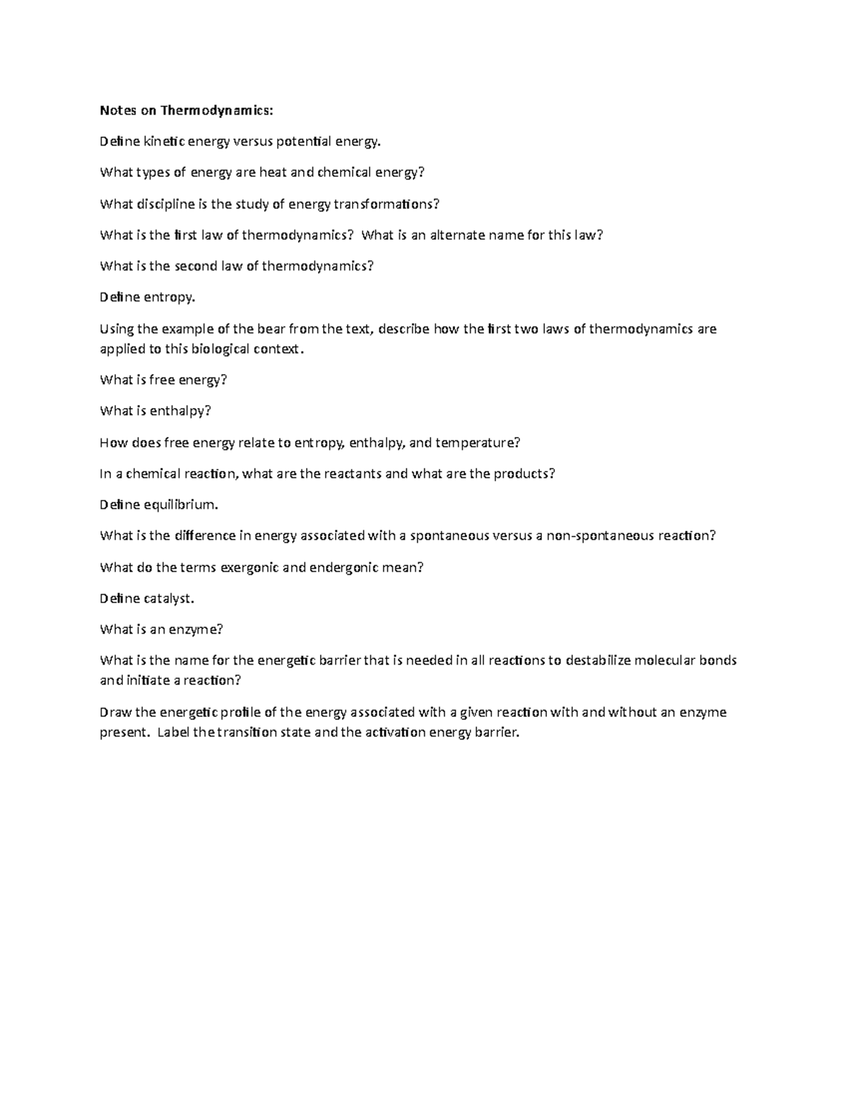 Lecture 7.5 note sheet (thermodynamics) - Notes on Thermodynamics ...