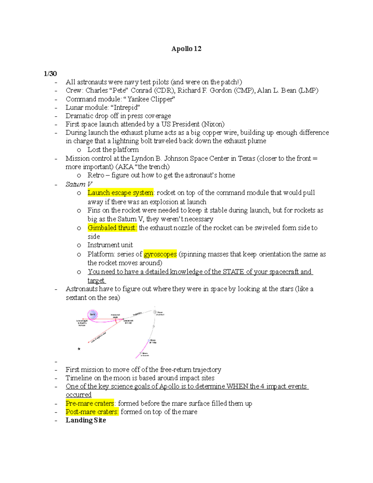 notes before exam 2 - Apollo 12 1/ All astronauts were navy test pilots ...