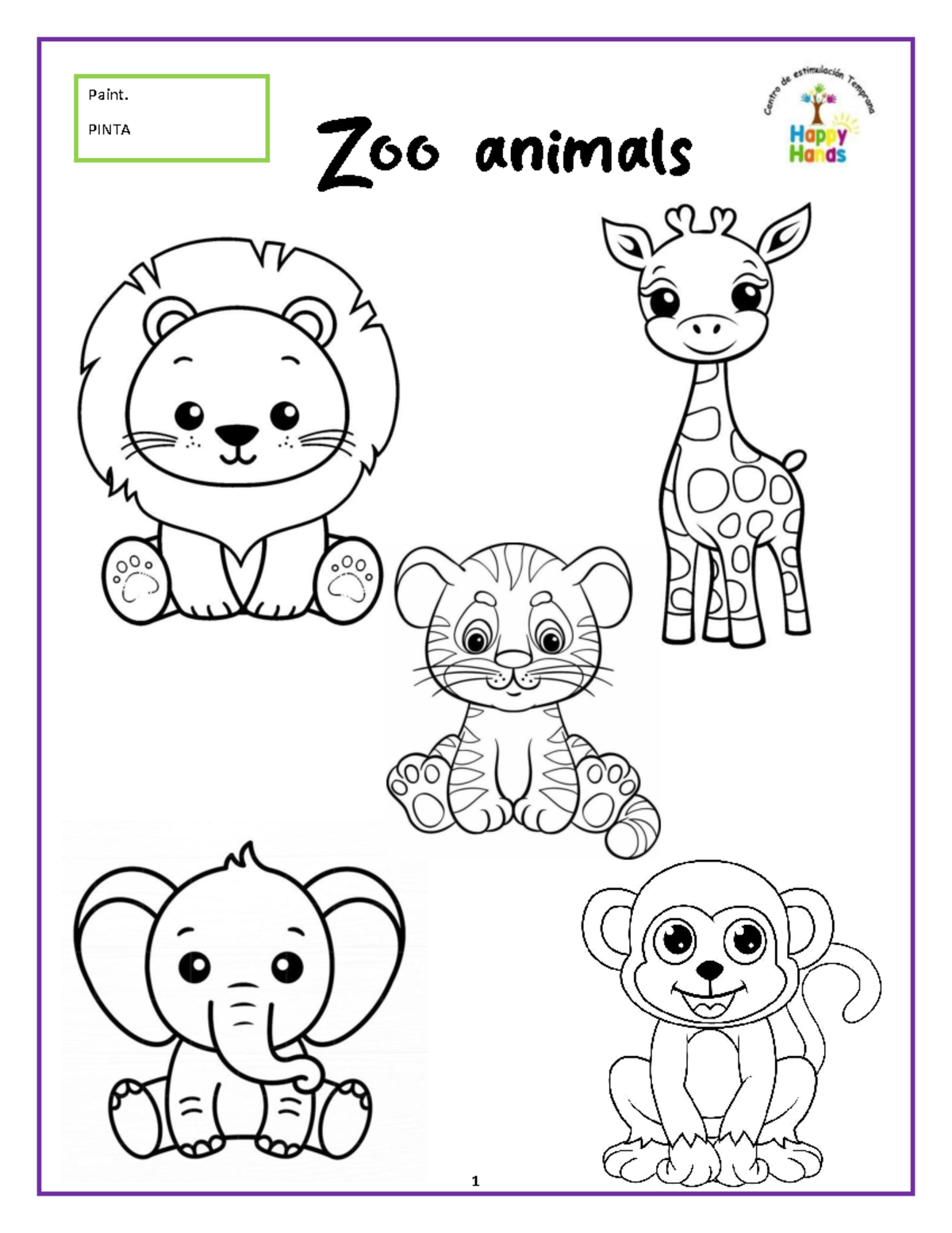Libros II - 3 AÑOS-1 - PROYECTOS - ingles, tarea - Zoo animals PINTA ...